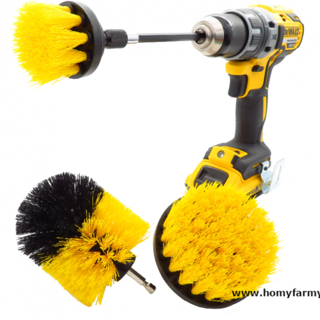 Drill Scrubber Brush Kit With Extension Rod - Homy Farmy